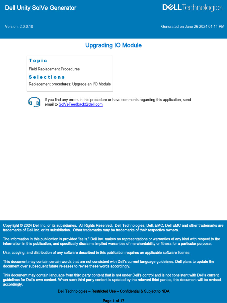 Dell Unity - Field Replacement Procedures-Upgrading IO Module | PDF ...
