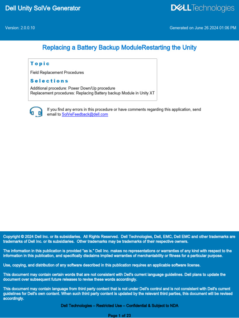 Dell Unity - Field Replacement Procedures-Replacing A Battery Backup Module | PDF ...