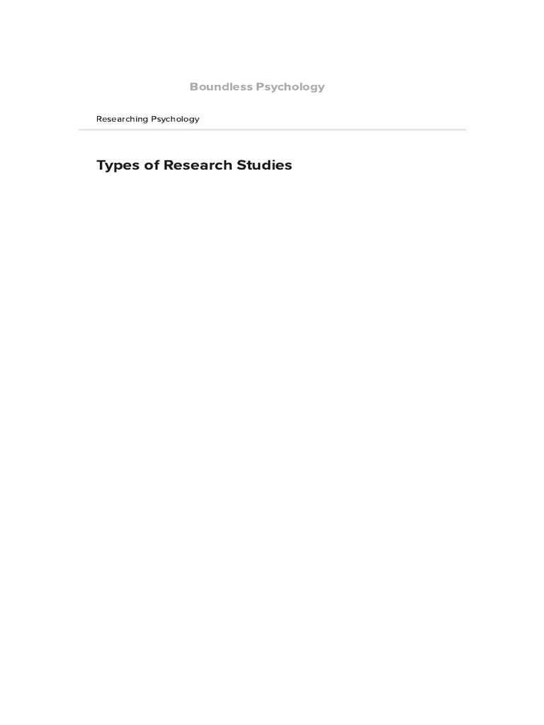 Types of Research Studies - Boundless Psychology | PDF | Experiment ...
