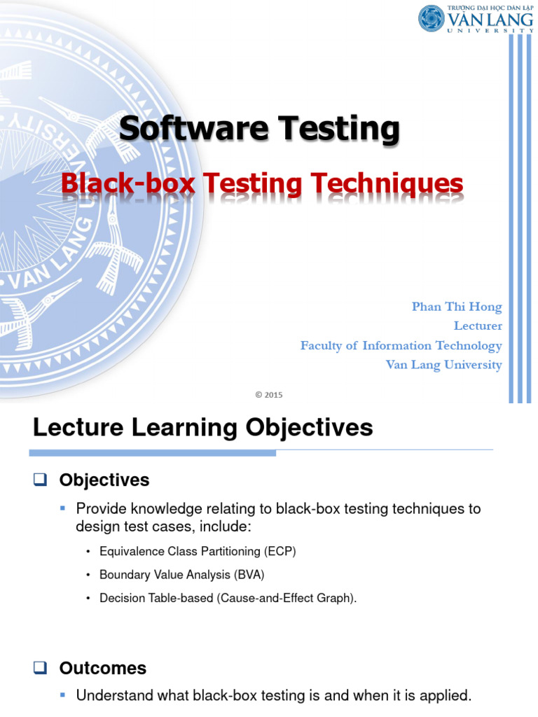 ST L06 Black Box Testing Techniques | PDF | Computing | Systems Engineering