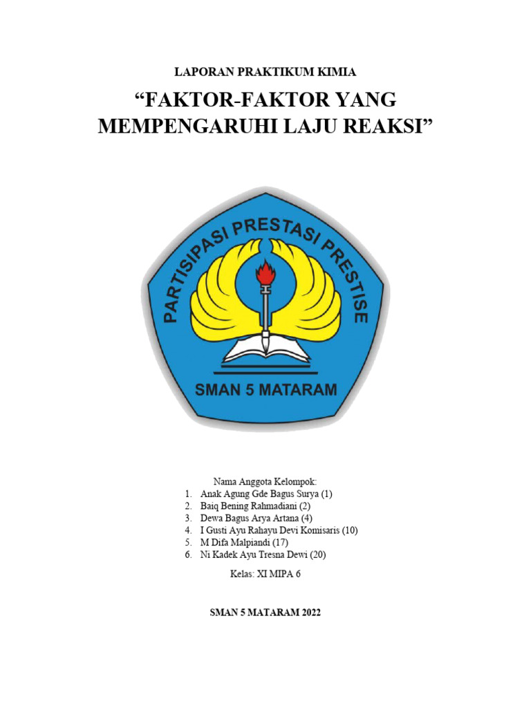 Laporan Kimia Faktor Yang Mempengaruhi Laju Reaksi | PDF | Metode & Bahan Ajar | Sains & Matematika