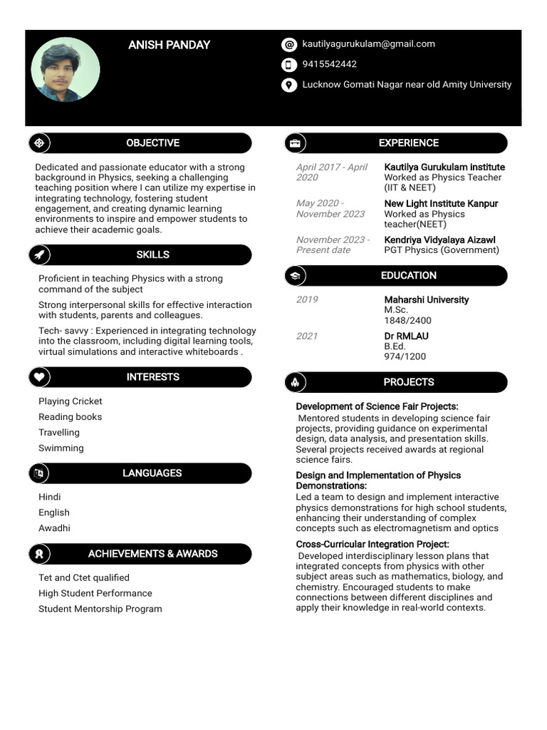 Anish Panday (Physics) | PDF | Physics | Teachers