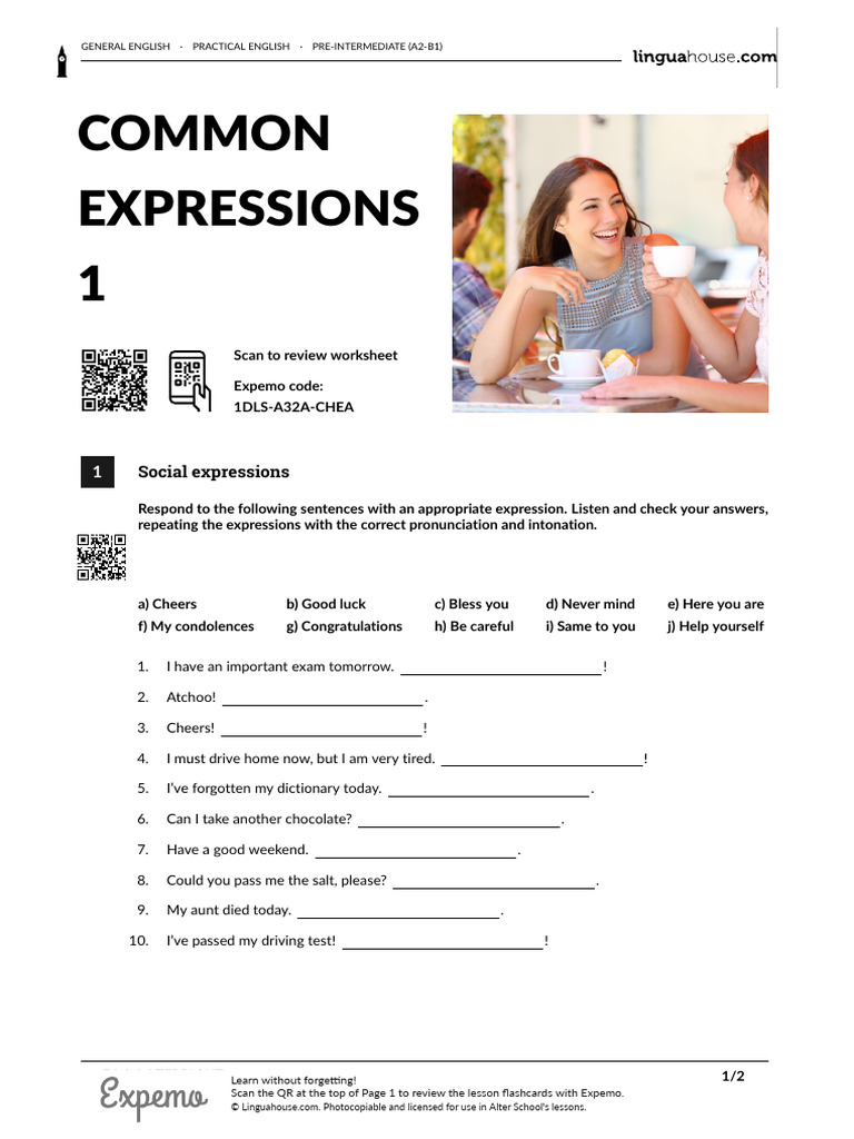 Common Expressions 1 British English Student | PDF