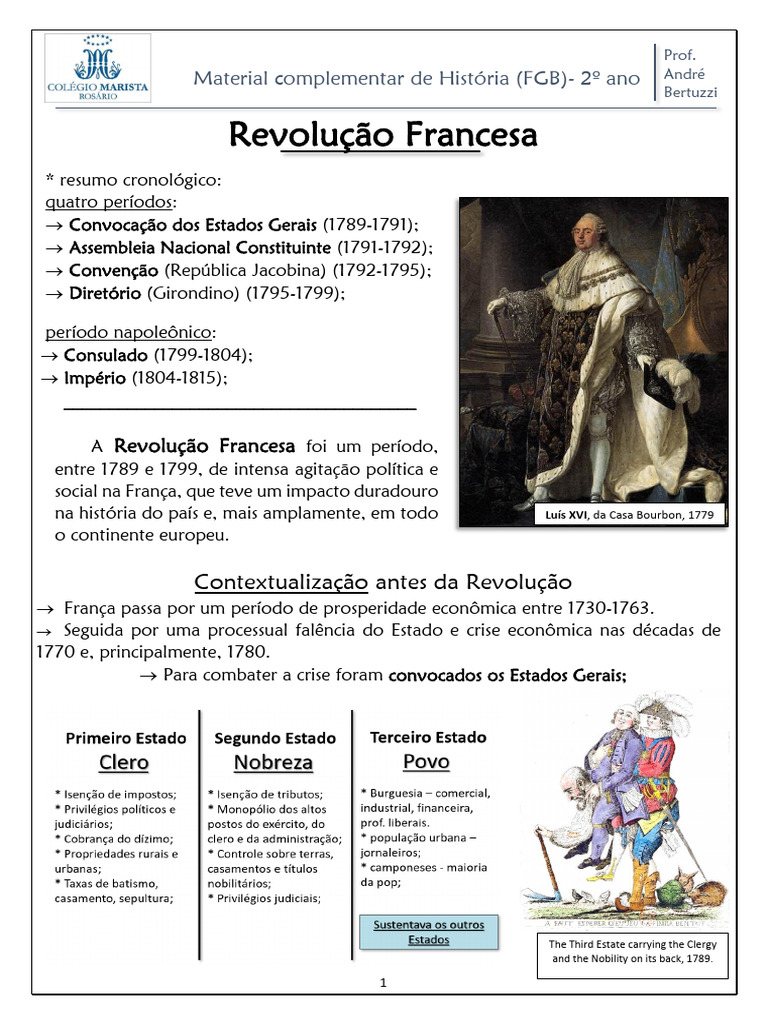 Rev Francesa e Napoleão - Historia FGB - Marista Rosário 202 - Prof. André Bertuzzi | PDF ...