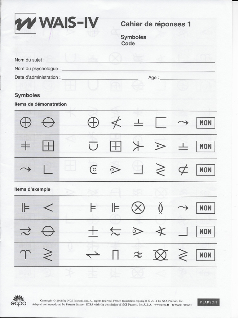 WAIS IV - Symboles Et Code | PDF