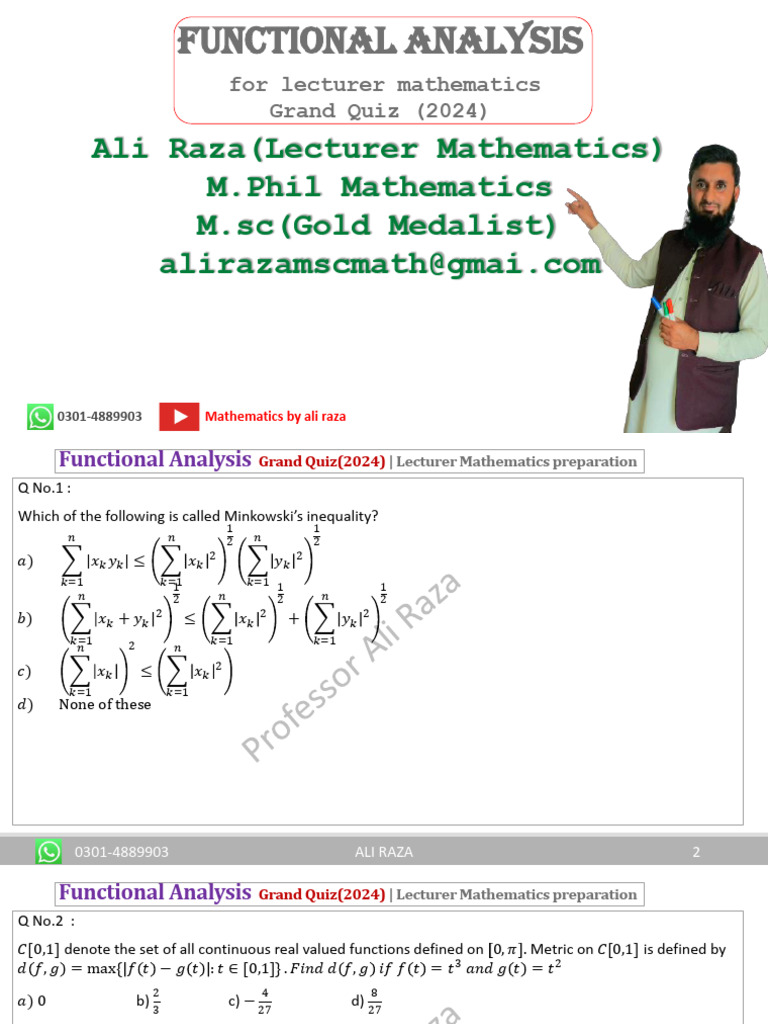 Functional Analysis Grand Quiz 2024 | PDF | Mathematical Analysis ... Functional Analysis Grand Quiz 2024 | PDF | Mathematical Analysis ...