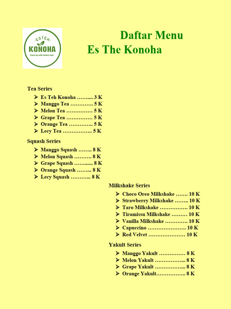 Menu - Es - Teh - Konoha 10 | PDF