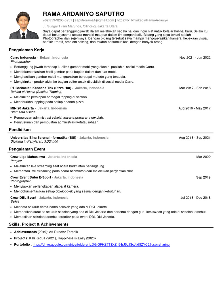 CV Terbaru Rama Ardaniyo | PDF | Seni