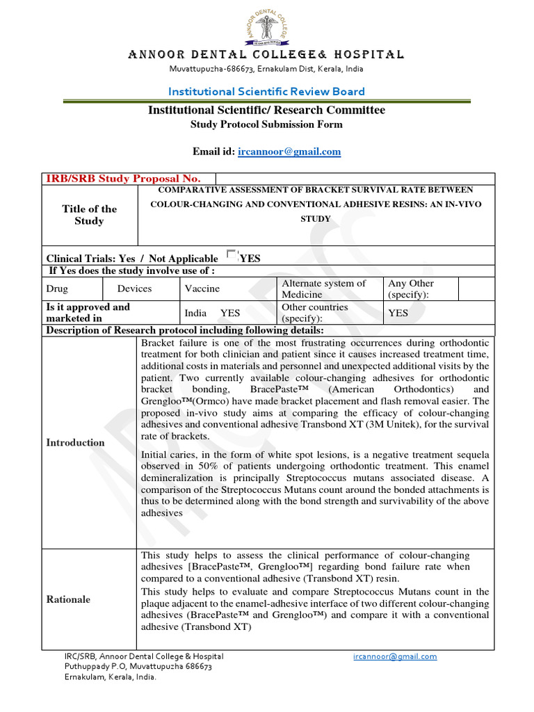 IRC FORM PDF | Download Free PDF | Orthodontics | Medical Specialties