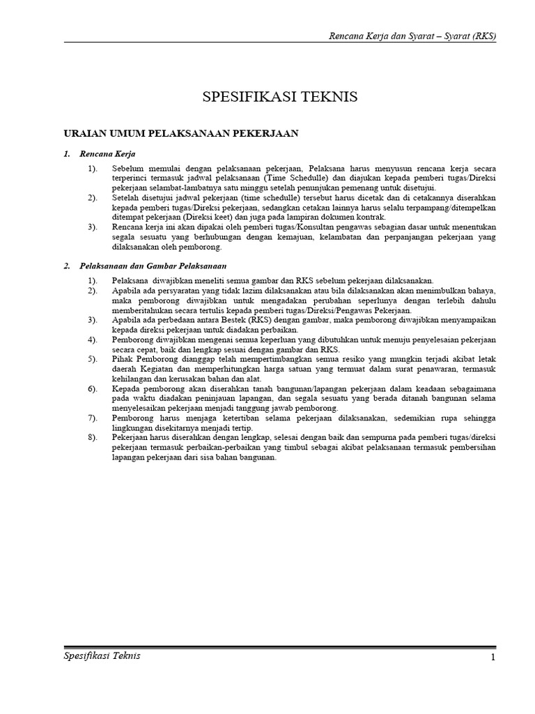 Spesifikasi Teknis Camat | PDF | Griya & Taman | Teknologi & Rekayasa