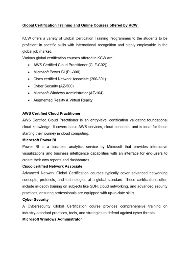 Script Global Certification and Online Courses | PDF | Educational Technology | Cloud Computing