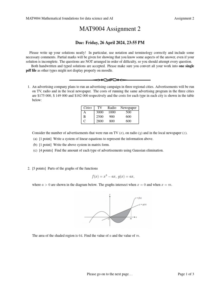 Mat9004 Assignment 2 | PDF | Eigenvalues And Eigenvectors | Mathematical Relations