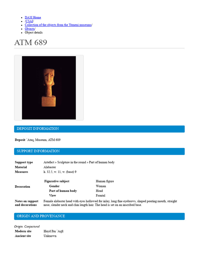 Alabaster Female Head from Yemen | PDF | Religion & Spirituality