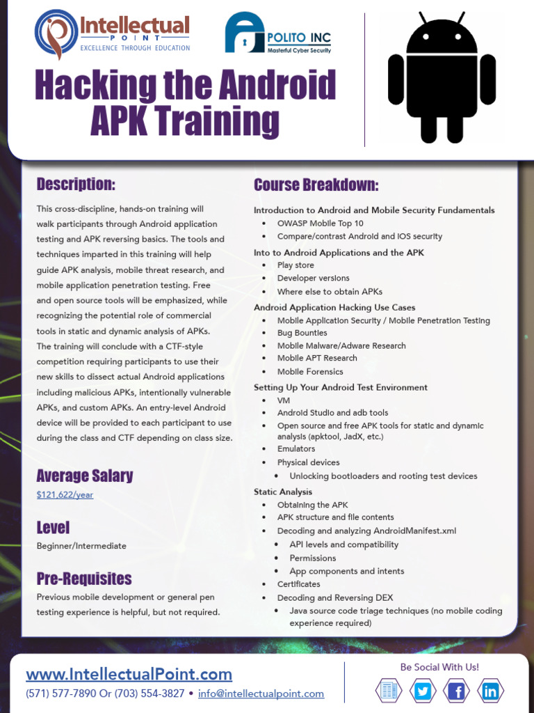 Hacking The Android APK Training | PDF | Android (Operating System) | Computer Security