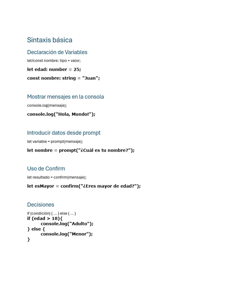 Sintaxis Básica TS | PDF