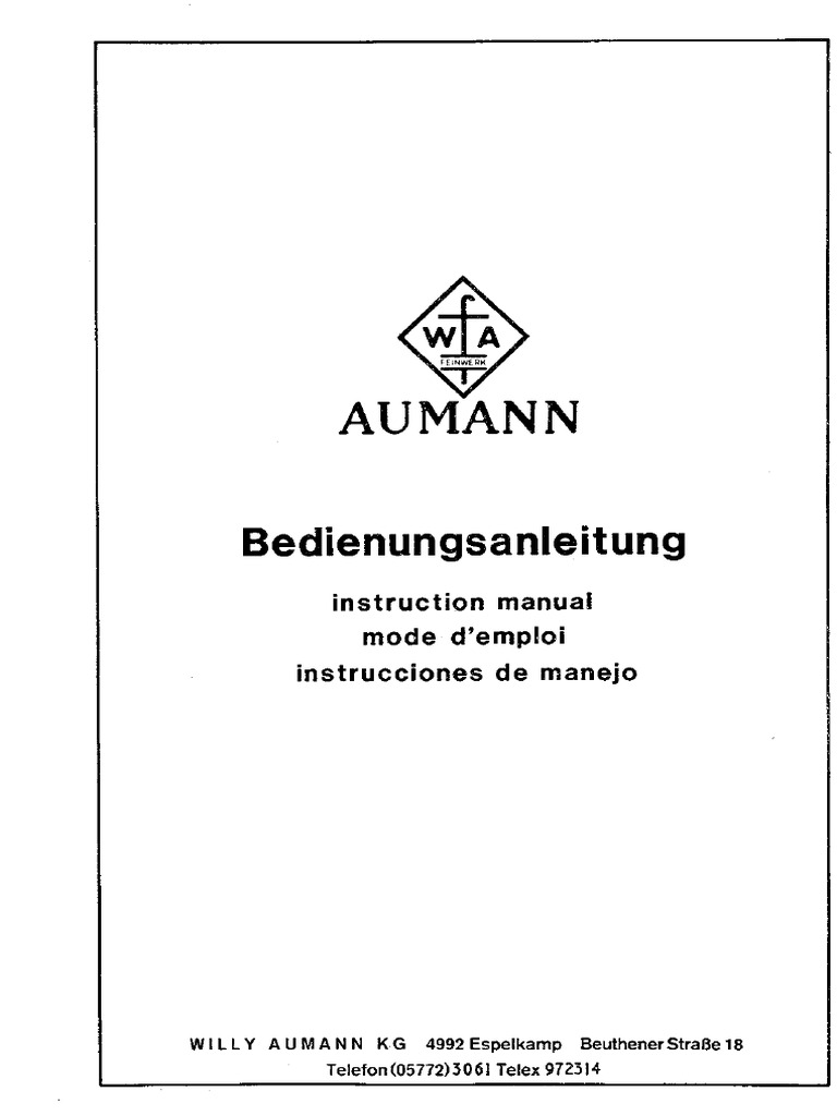 Aumann Coil Winder Info Wu, WG Part 1 SM | PDF