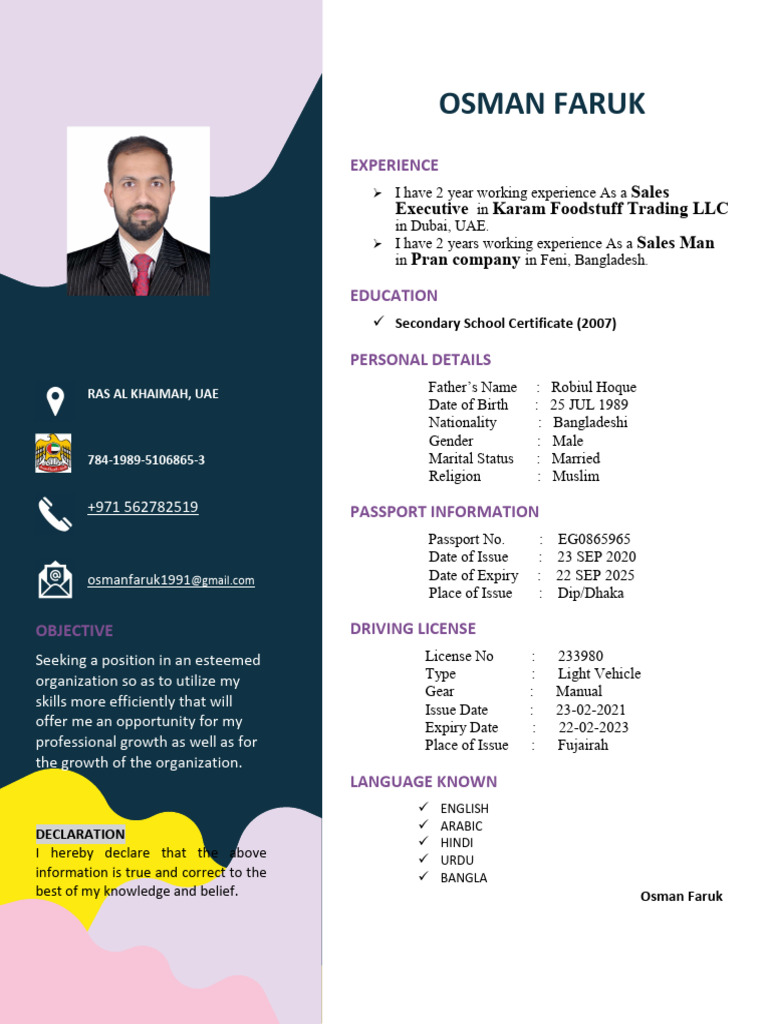 Osman Faruk: Experience | PDF