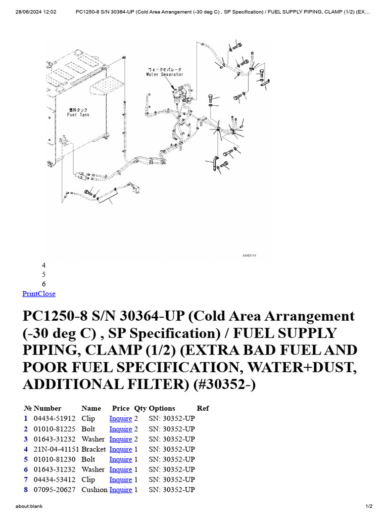PC1250-8 S - N 30364-UP (Cold Area Arrangement (-30 Deg C), SP ...