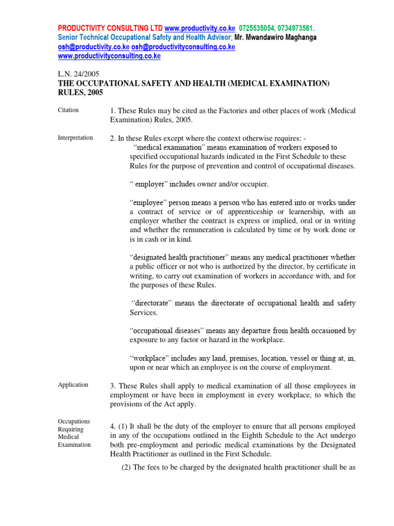 Medical Examination Rules 2005 Overview | PDF | Physical Examination ...