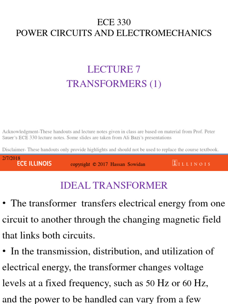 Lecture 7 | PDF | Transformer | Electrical Impedance