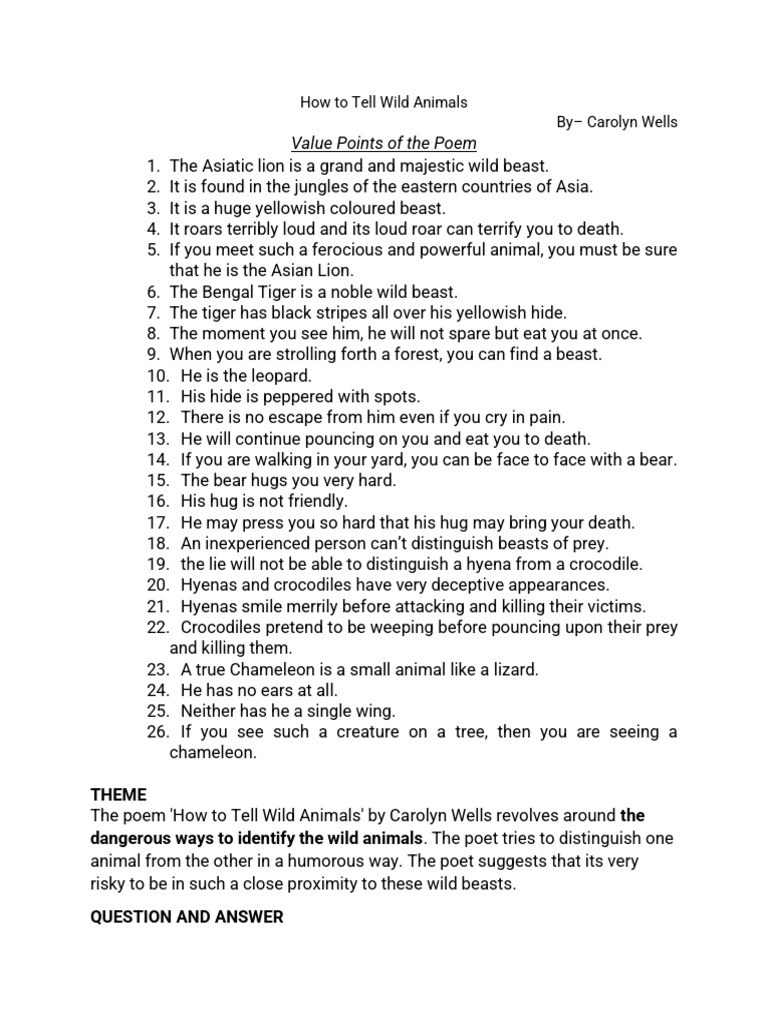 How To Tell Wild Animals | PDF | Tiger | Lion