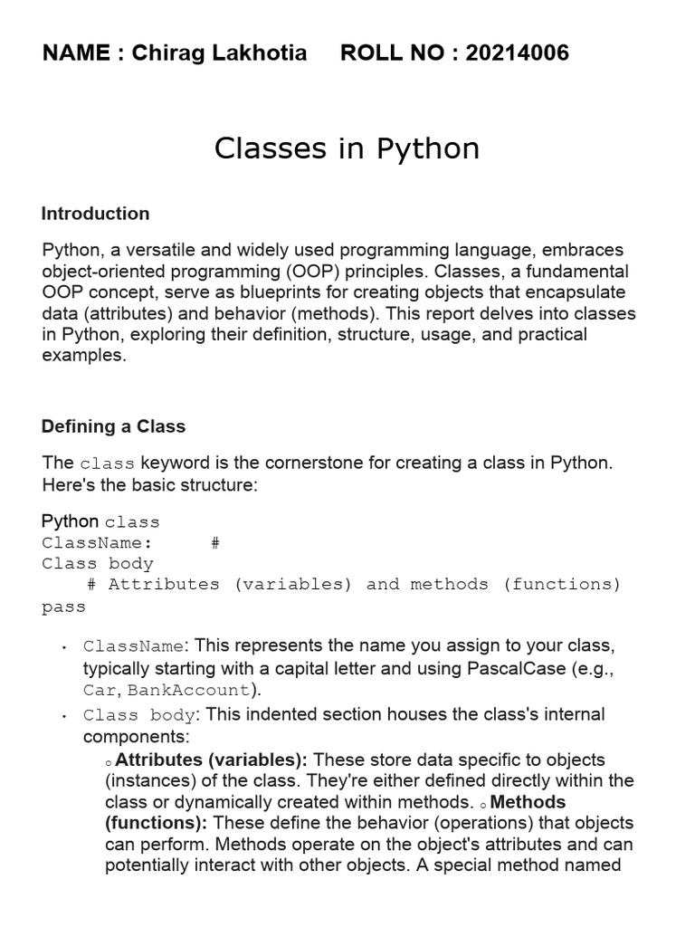Report II Classes | PDF | Class (Computer Programming) | Method ... Report II Classes | PDF | Class (Computer Programming) | Method ...