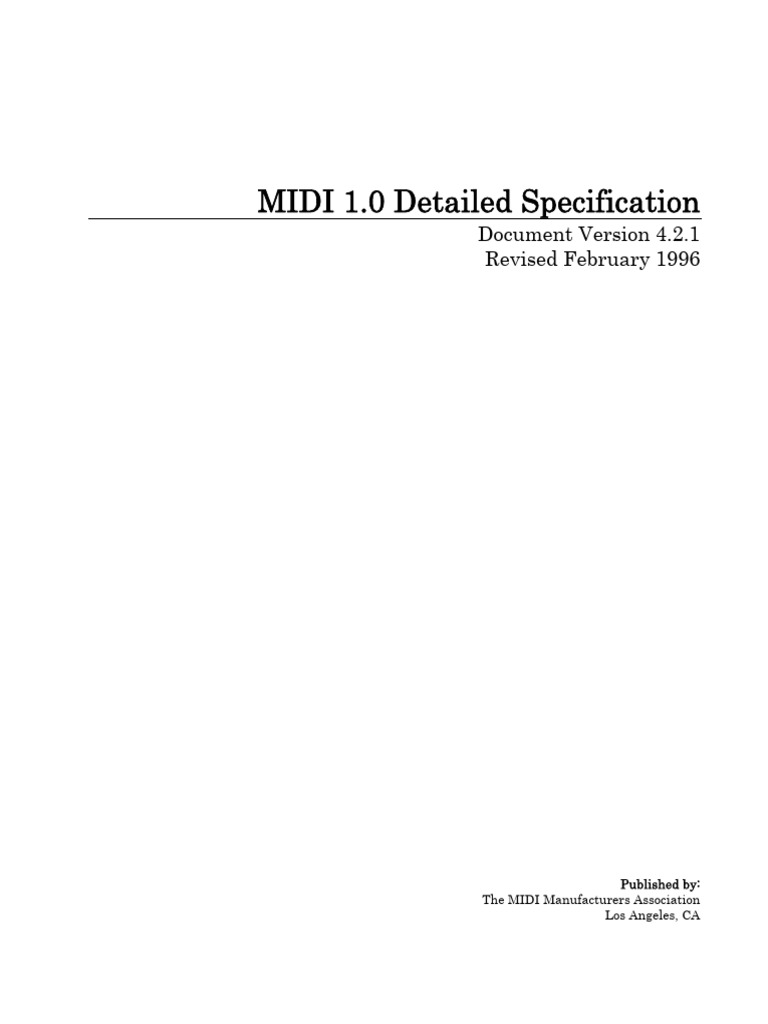 MIDI 1.0 Detailed Specification 4.2.1 | PDF | Synthesizer | Computer ...