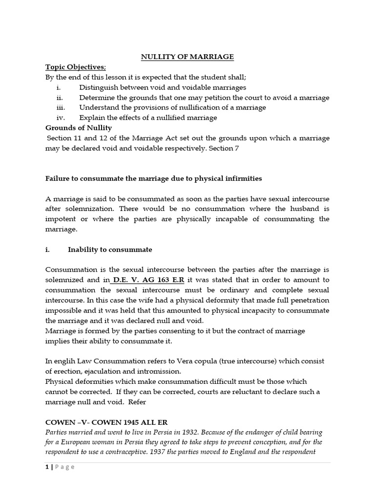 Lesson Void and Voidable Marriages | PDF | Annulment | Marriage
