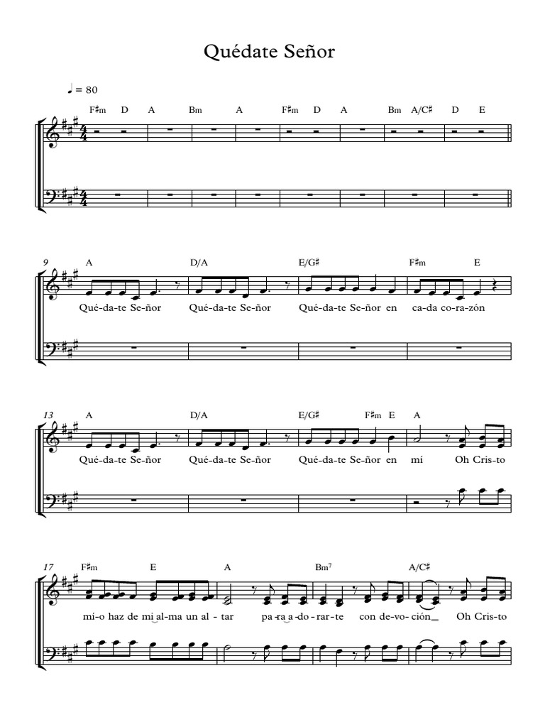 10 - QUEDATE SENOR - Partitura | PDF