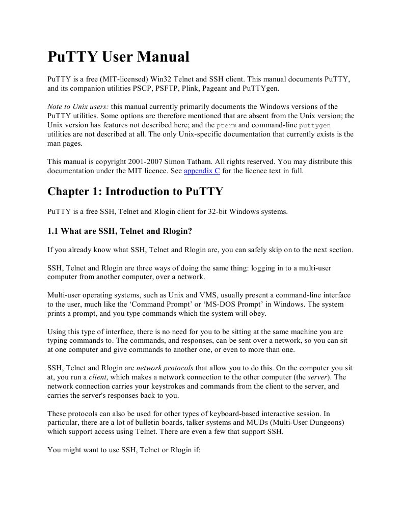 PuTTY User Manual | Download Free PDF | Secure Shell | Port (Computer Networking)