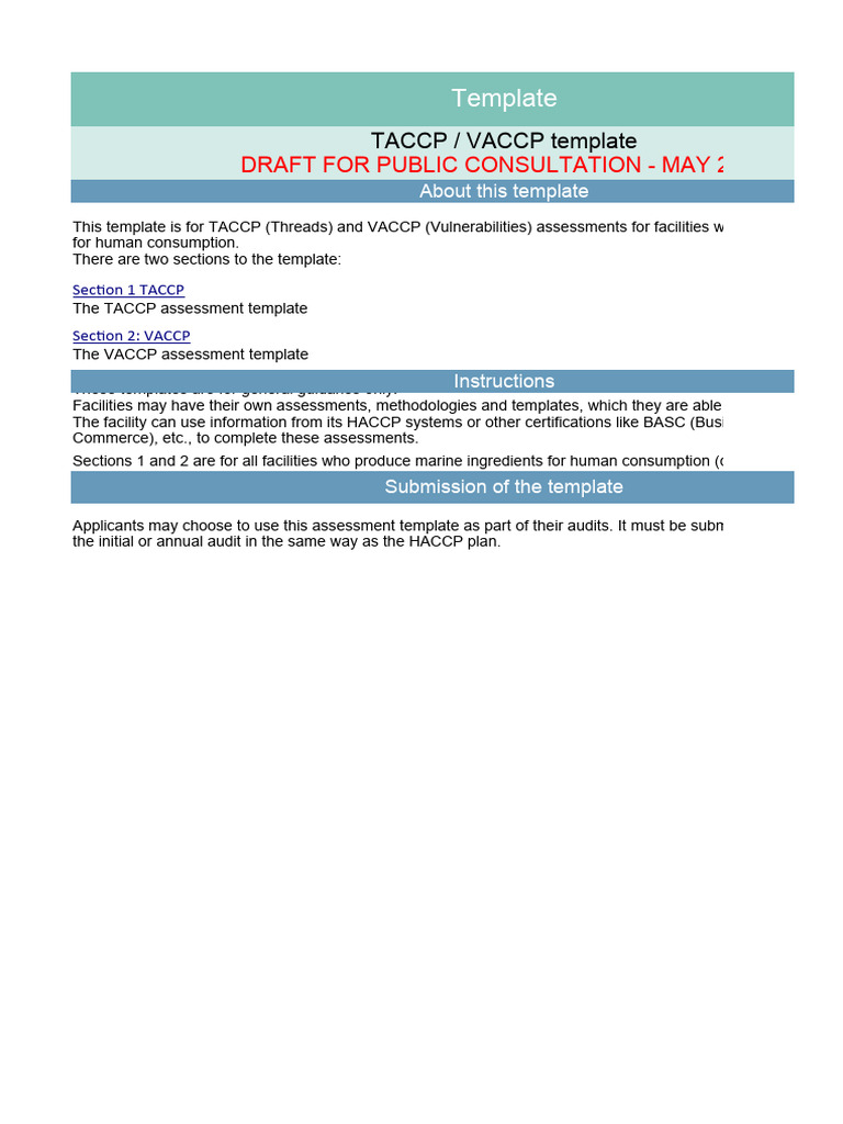 MarinTrust DRAFT V3 Factory Standard - TACCP and VACCP Template | PDF ...