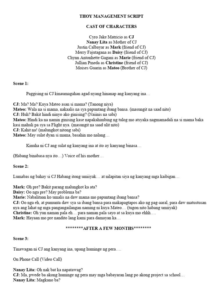 Thoy Management Script | PDF