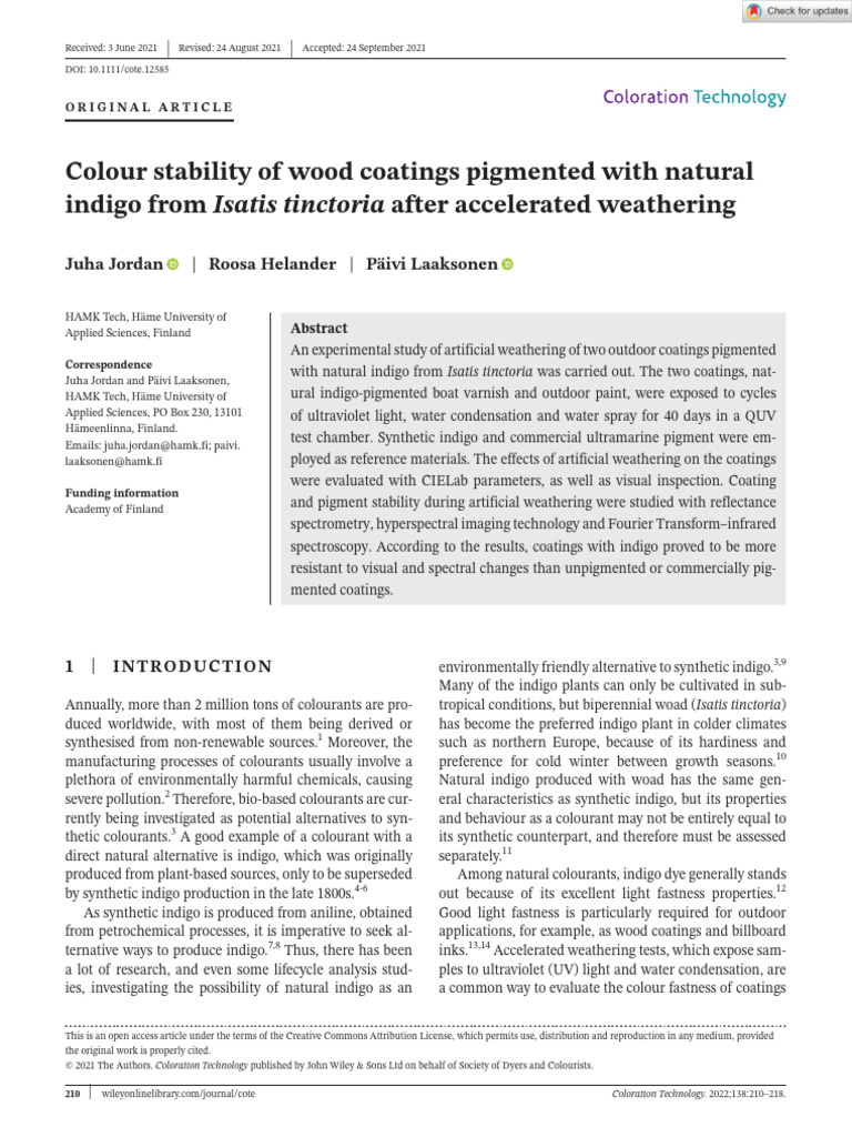Coloration Technology - 2021 - Jordan - Colour Stability of Wood ...