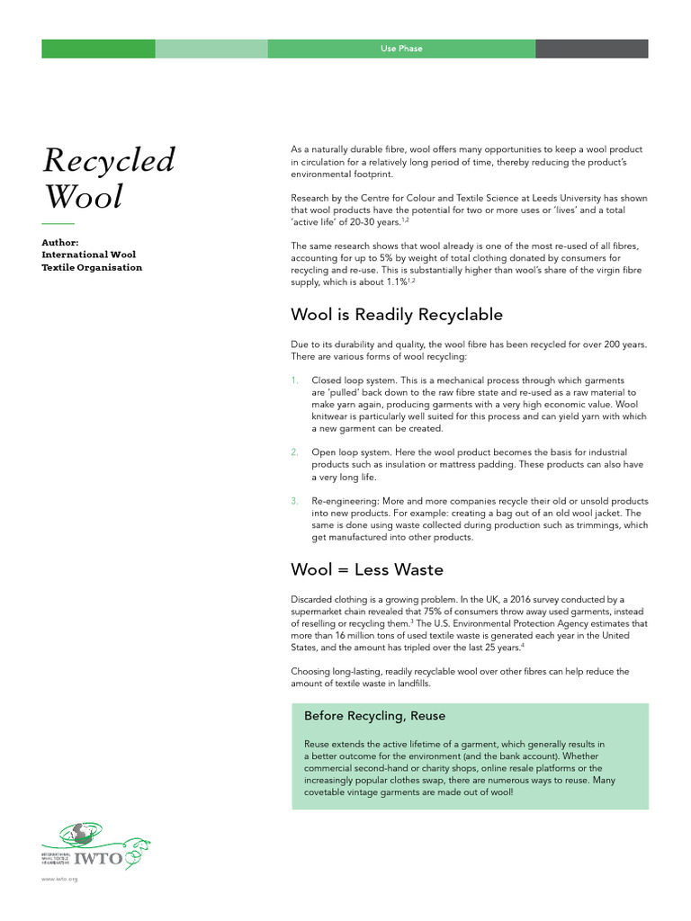 IWTO Recycled-Wool | PDF | Wool | Recycling