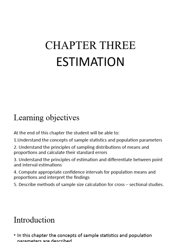 Chapter Three - Estimation | PDF | Standard Deviation | Sample Size Determination