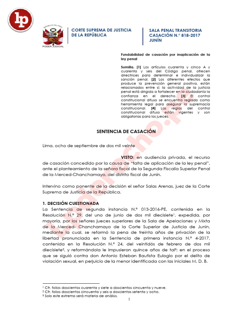 Casacion 818 2017 Junin LP | PDF | Castigos | Sentencia (ley)