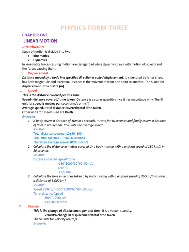 PHYSICS-FORM-3-NOTES | PDF | Friction | Momentum