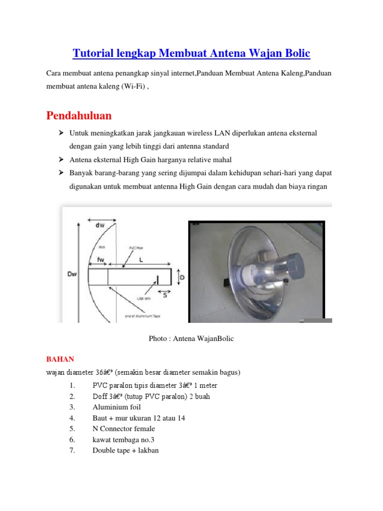 Tutorial Lengkap Membuat Antena Wajan Bolic | PDF