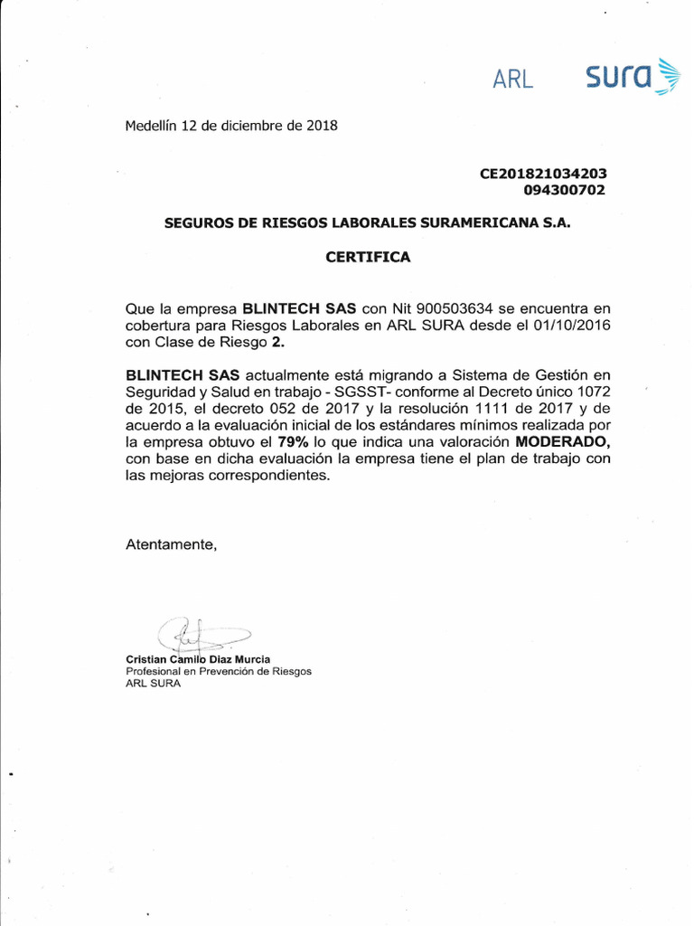 Certificado Arl PDF | PDF