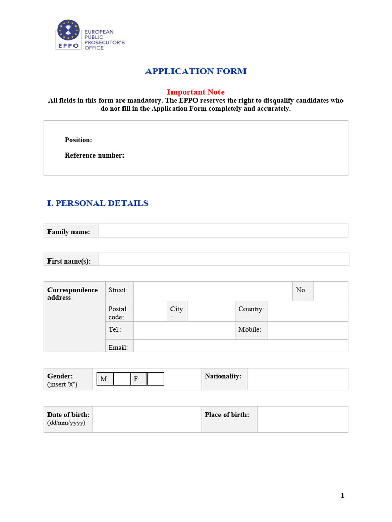EPPO Application Form 2022 | PDF | Diploma