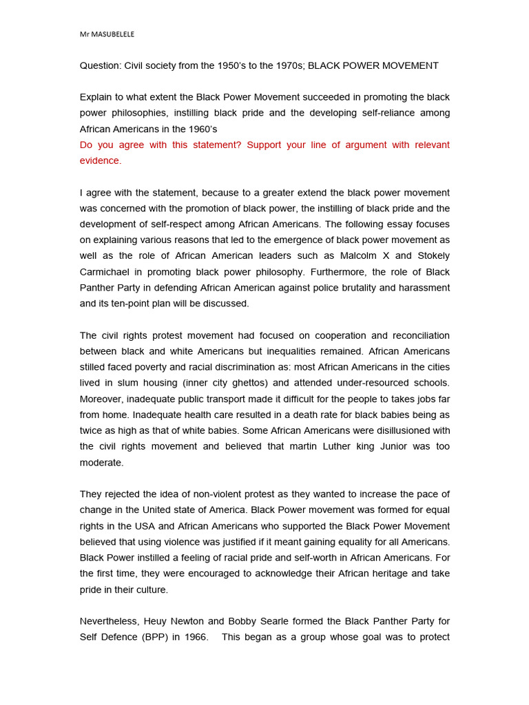 Black Power Movement: Success and Impact | PDF | Black Panther Party ...