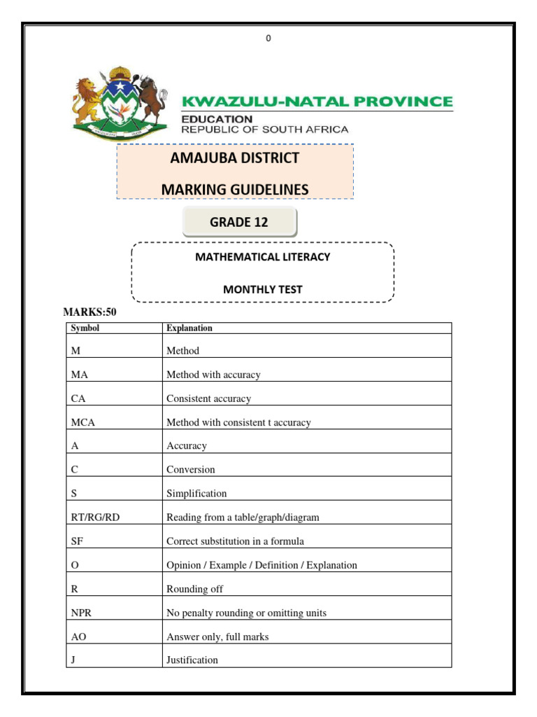 CA Marking in Maths Guidelines | PDF | Mathematics