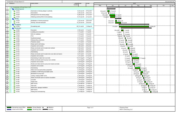 Pump Room Construction Schedule | PDF | Architectural Design | Architecture