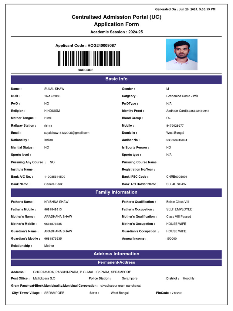 SUJAL SHAW-Application | PDF