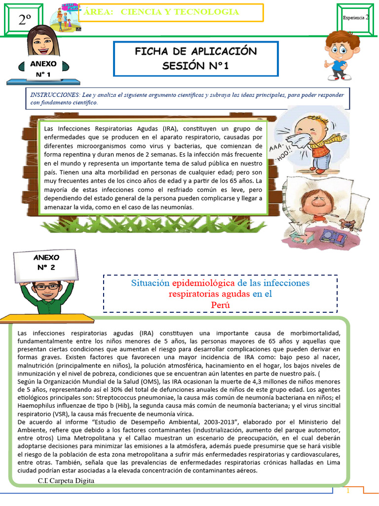 2° FICHA DE APLICACION- SESION 1-SEM.1-EXP.2-CyT-1 | Descargar gratis PDF | Virus | Las bacterias