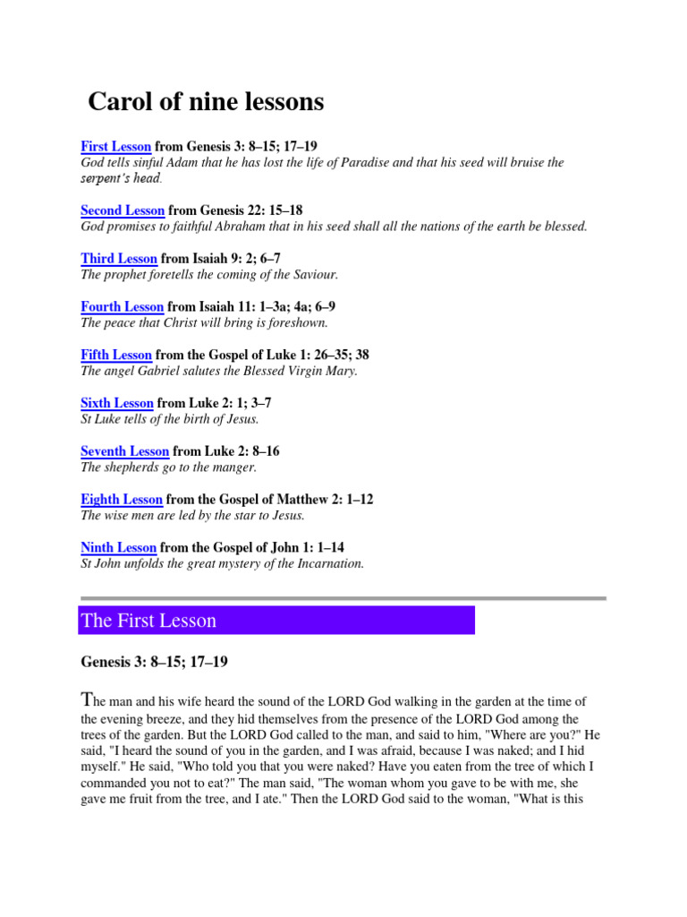 Carol of Nine Lessons | PDF | Bible Content | Religious Belief And Doctrine