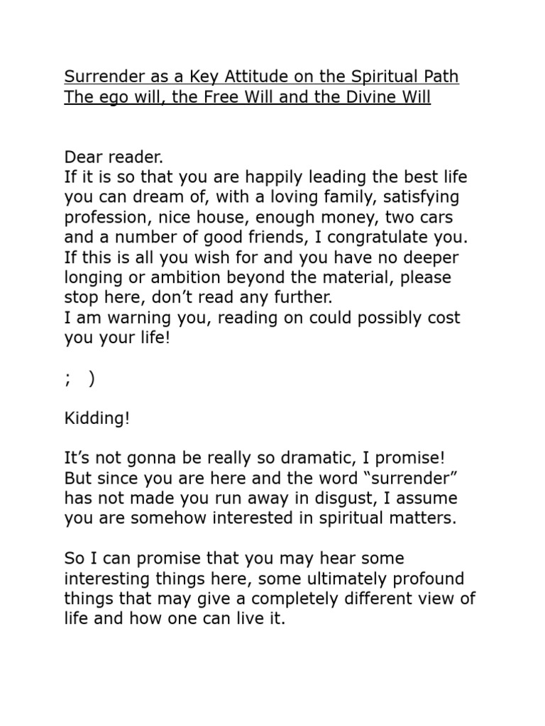 Surrender As A Key Attitude On The Spiritual Path - Part 1 - Cris ...