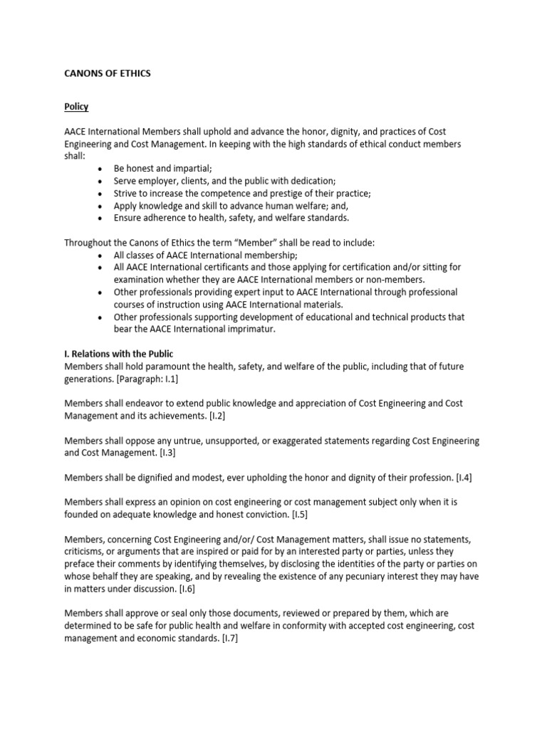 Canons of Ethics - 2021 | PDF | Employment | Conflict Of Interest