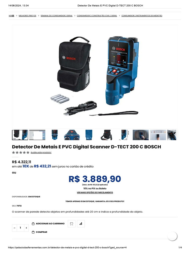 Detector de Metais E PVC Digital D-TECT 200 C BOSCH | PDF