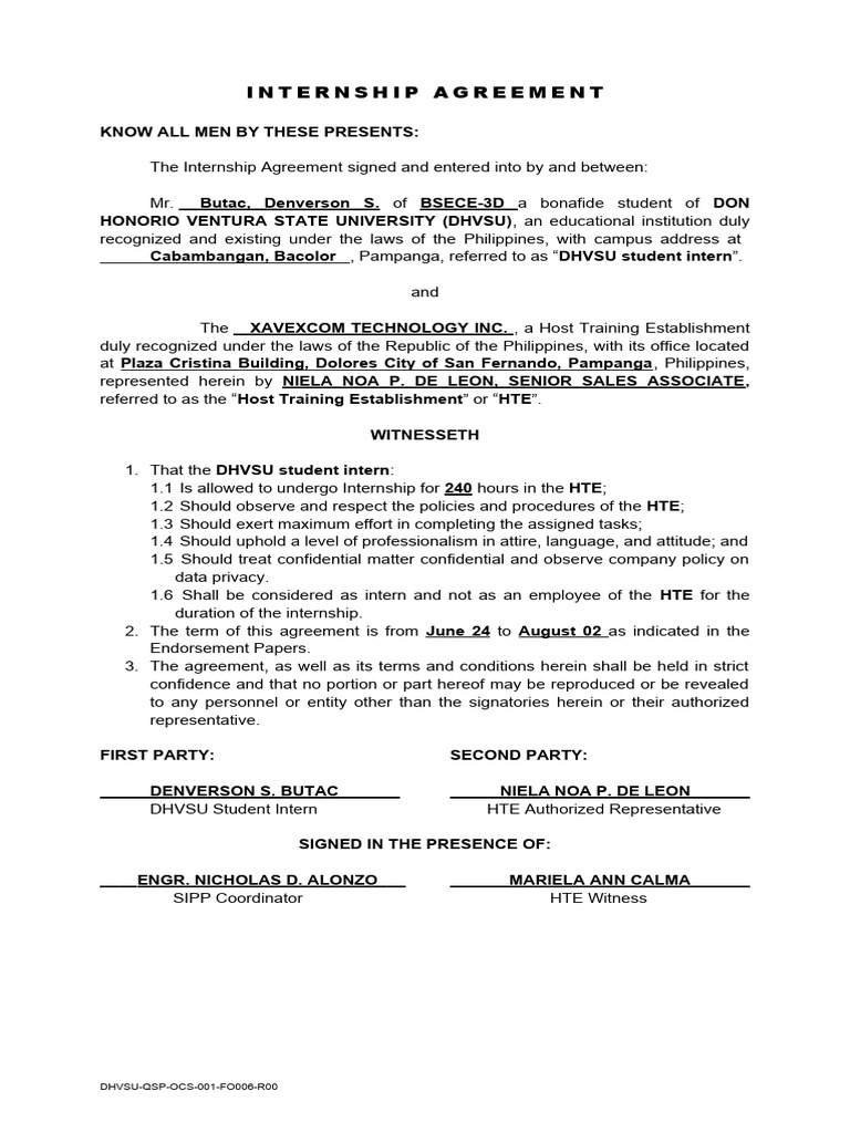 Internship Agreement | PDF